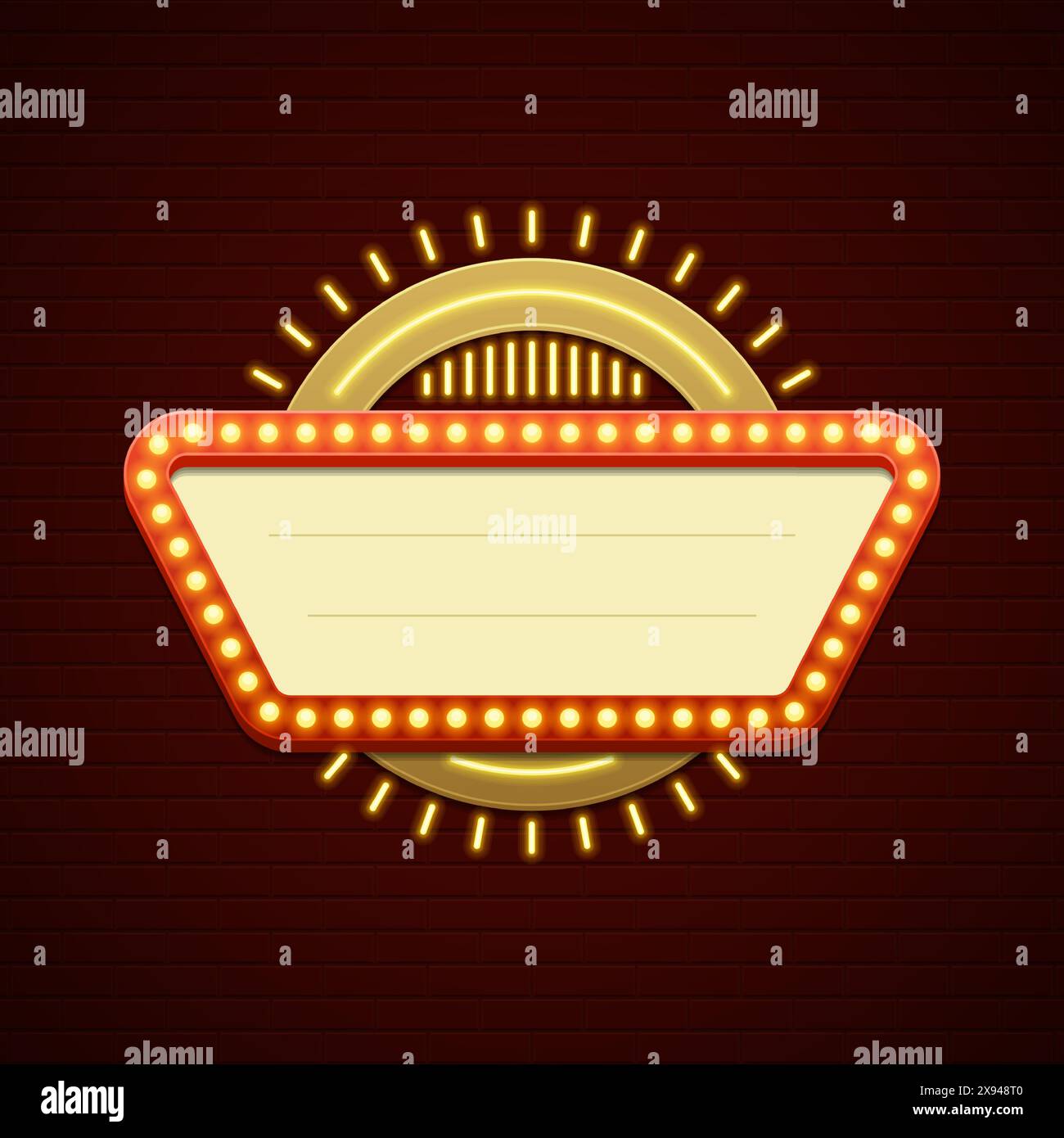Retro Showtime Sign Design. Cinema Signage Light Bulbs Frame and Neon ...