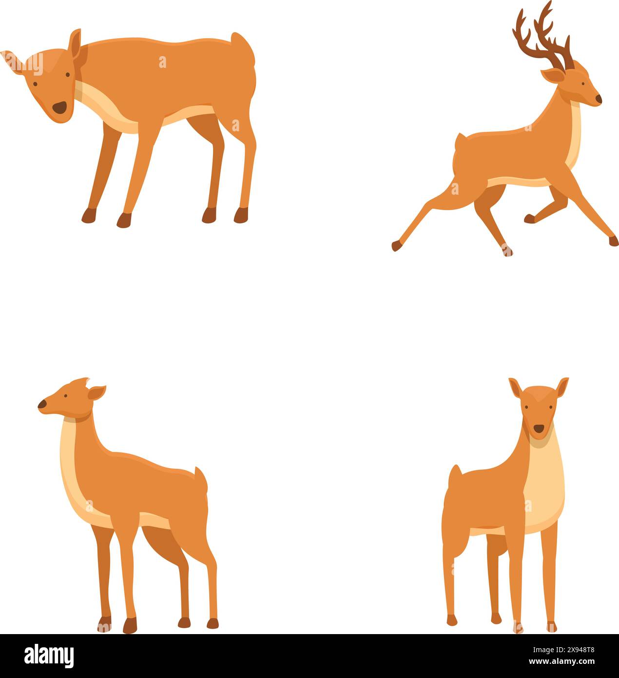 Cartoon deer icons set cartoon vector. Cute spotted forest deer. Wild ...