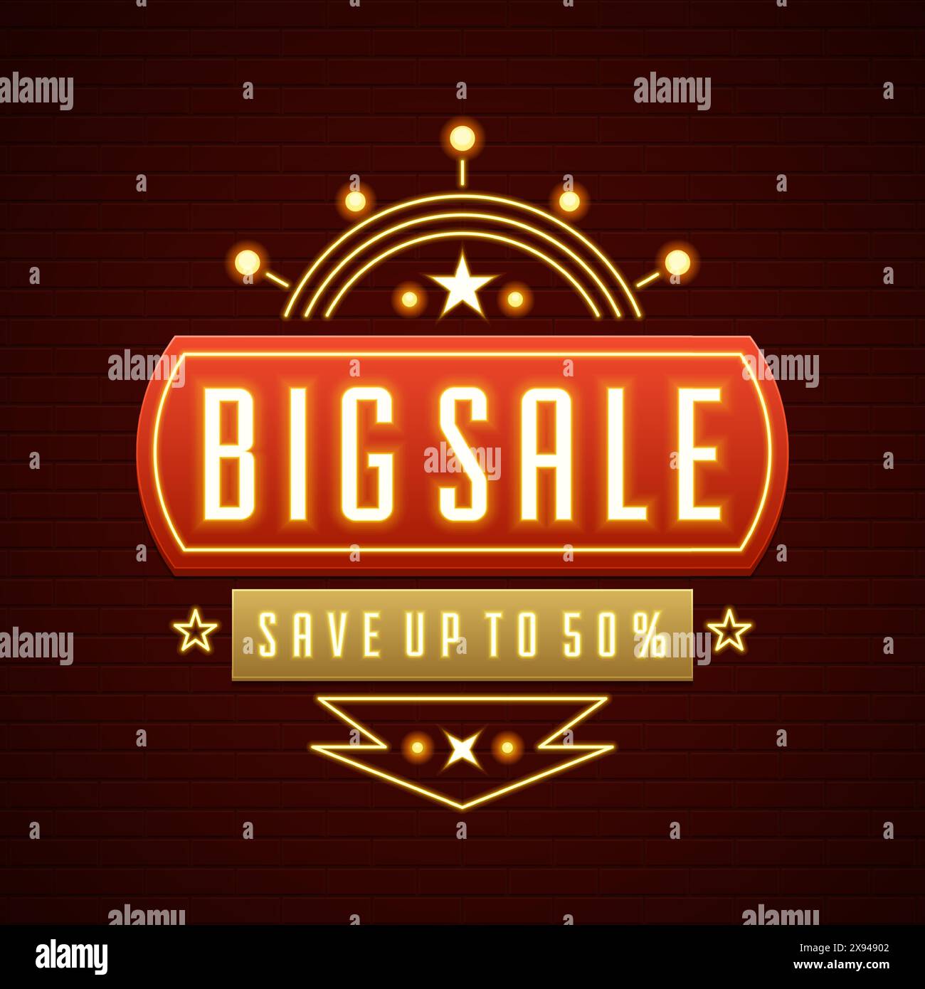 Retro Showtime Sign Design. Cinema Signage Light Bulbs Frame and Neon ...