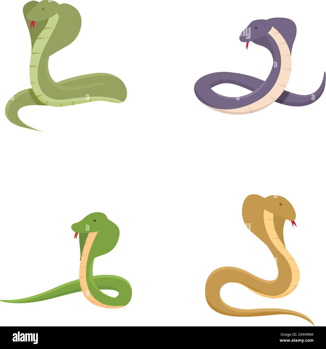 King cobra icons set cartoon vector. Cobra snake cartoon mascot ...