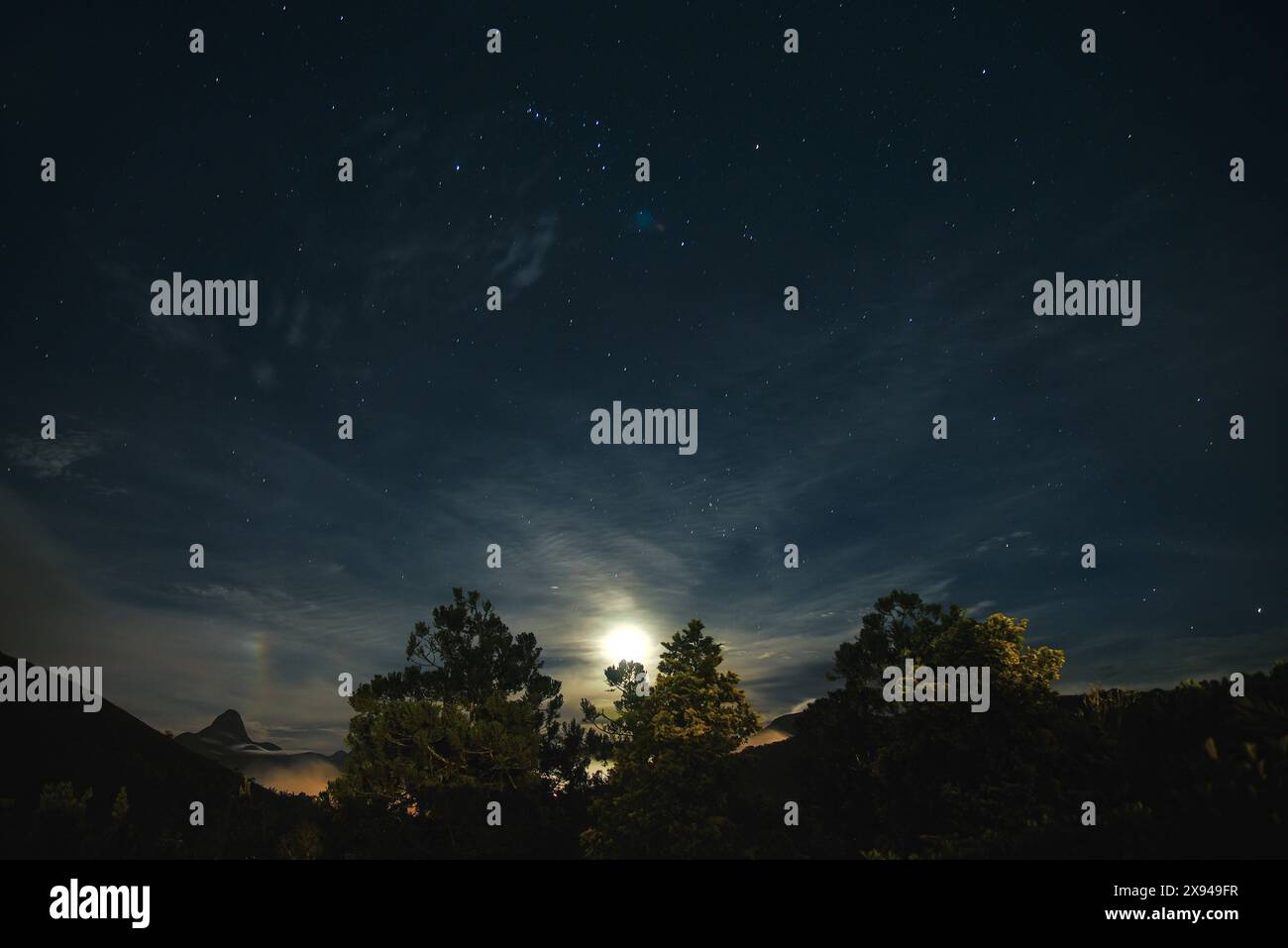 Landscape with night sky stars moon hi-res stock photography and images ...