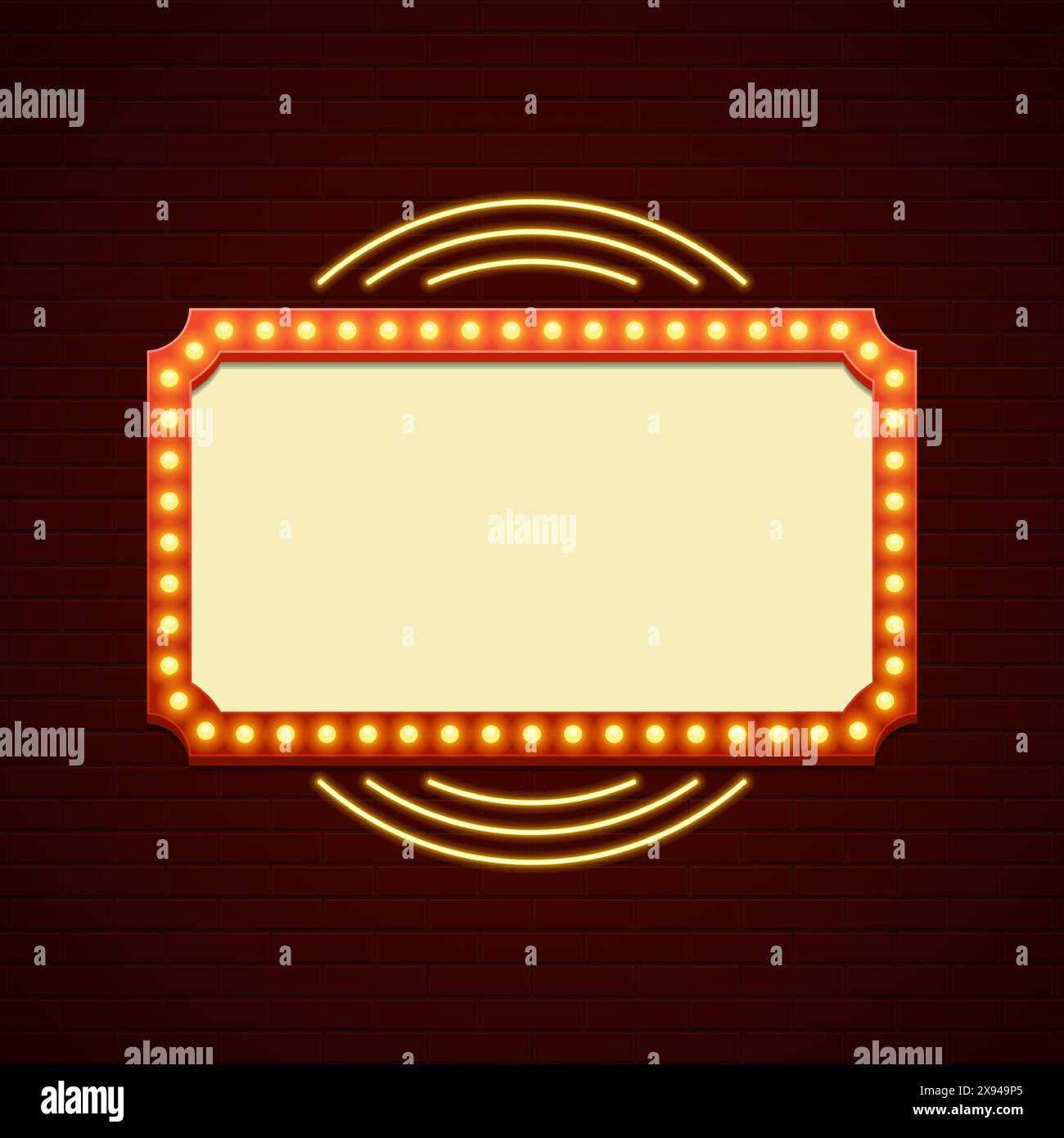 Retro Showtime Sign Design. Cinema Signage Light Bulbs Frame and Neon ...