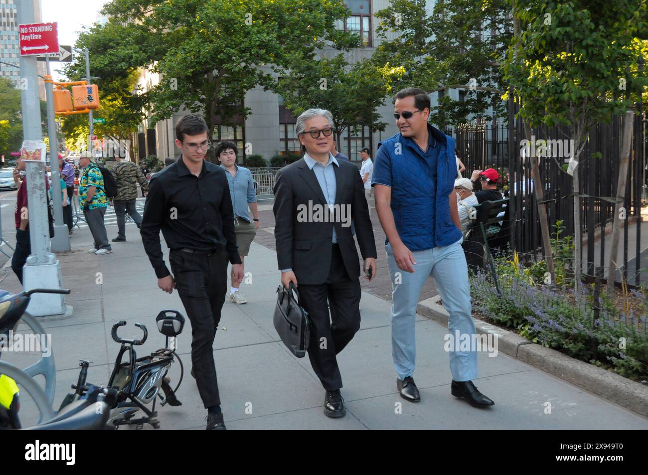New York, United States. 28th May, 2024. Bill Hwang, (center) founder ...