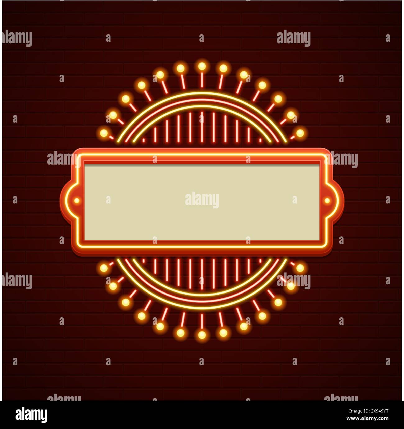 Retro Showtime Sign Design. Cinema Signage Light Bulbs Frame and Neon ...
