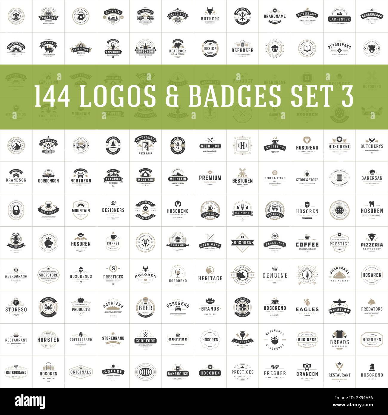 Vintage logos design templates set. Vector logotypes elements ...