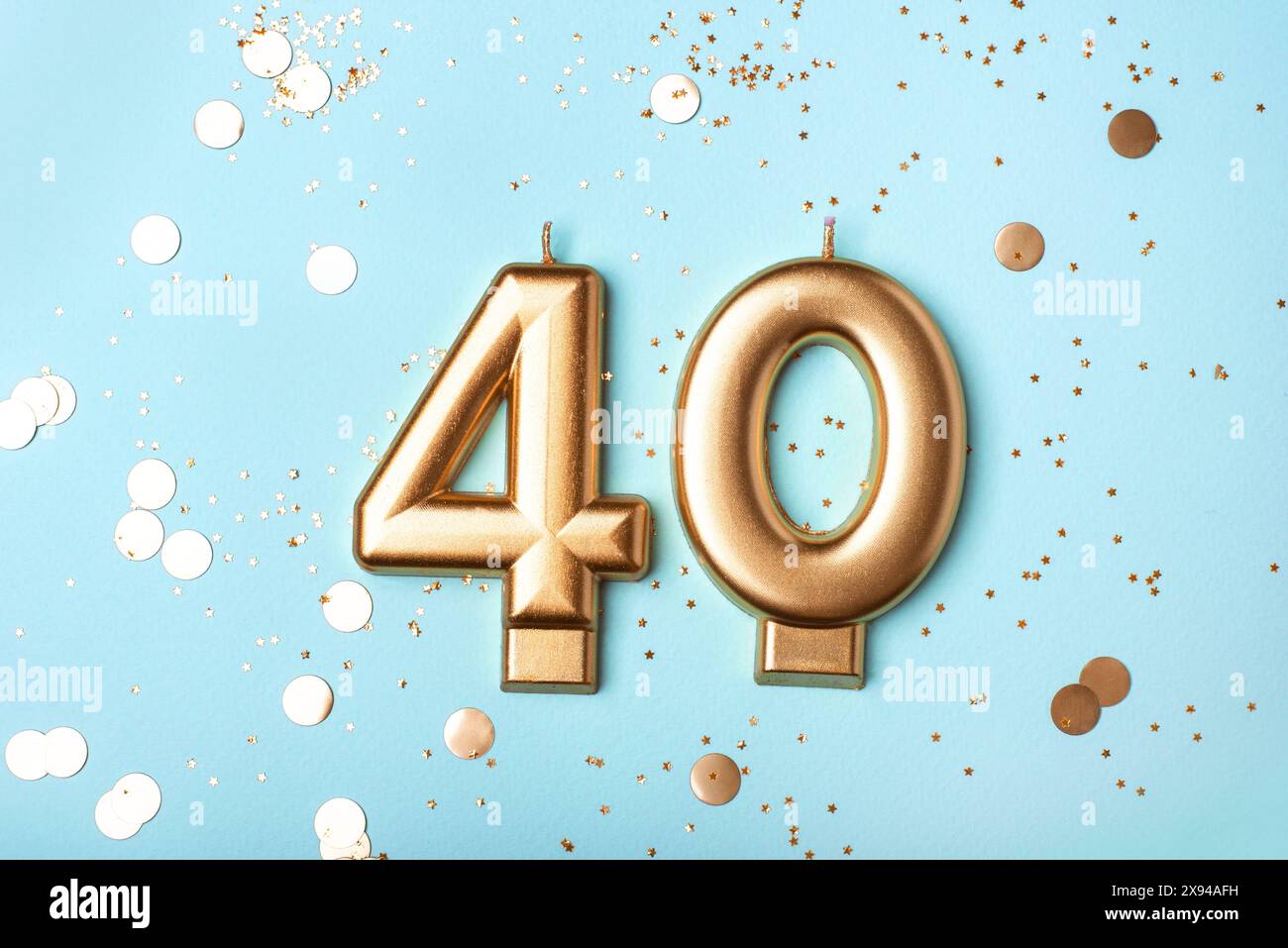 40 years celebration. Greeting banner. Gold candles in the form of ...