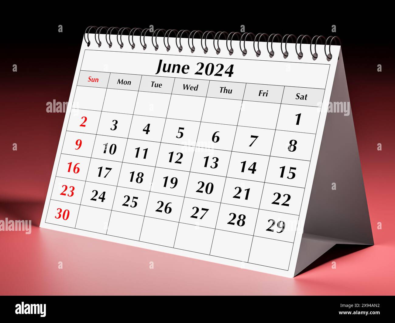 June 2024 calendar. One page of annual business desk monthly calendar ...