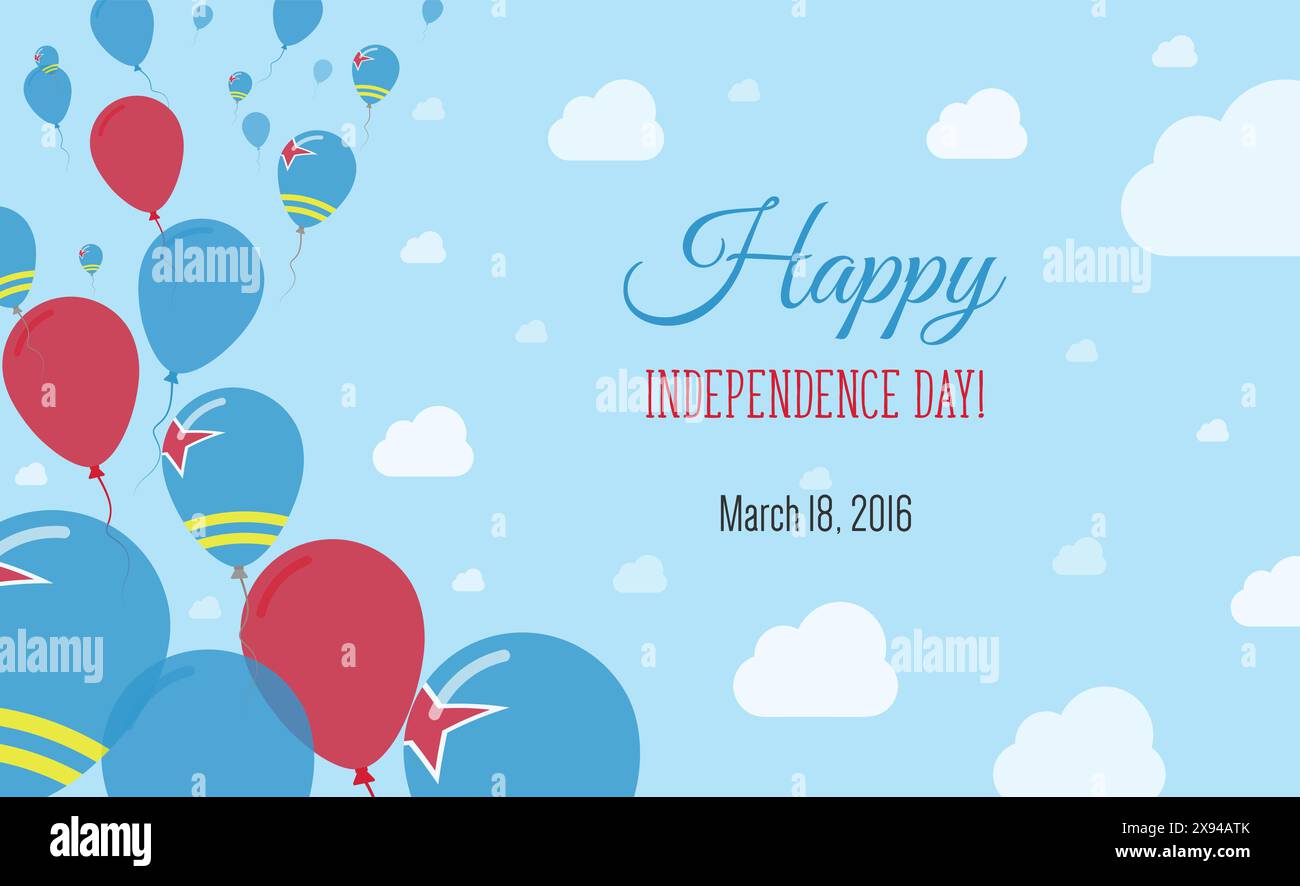 Aruba Independence Day Sparkling Patriotic Poster. Row of Balloons in ...