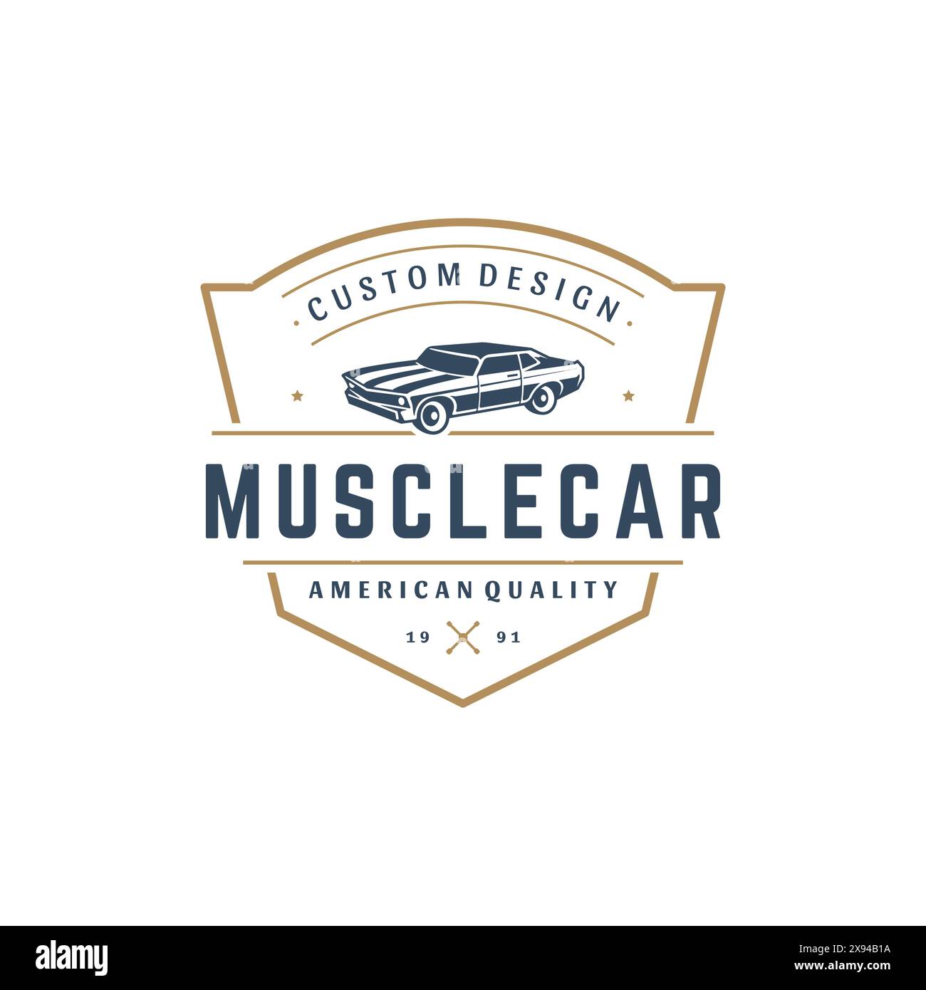 Muscle car logo template vector design element vintage style for label ...