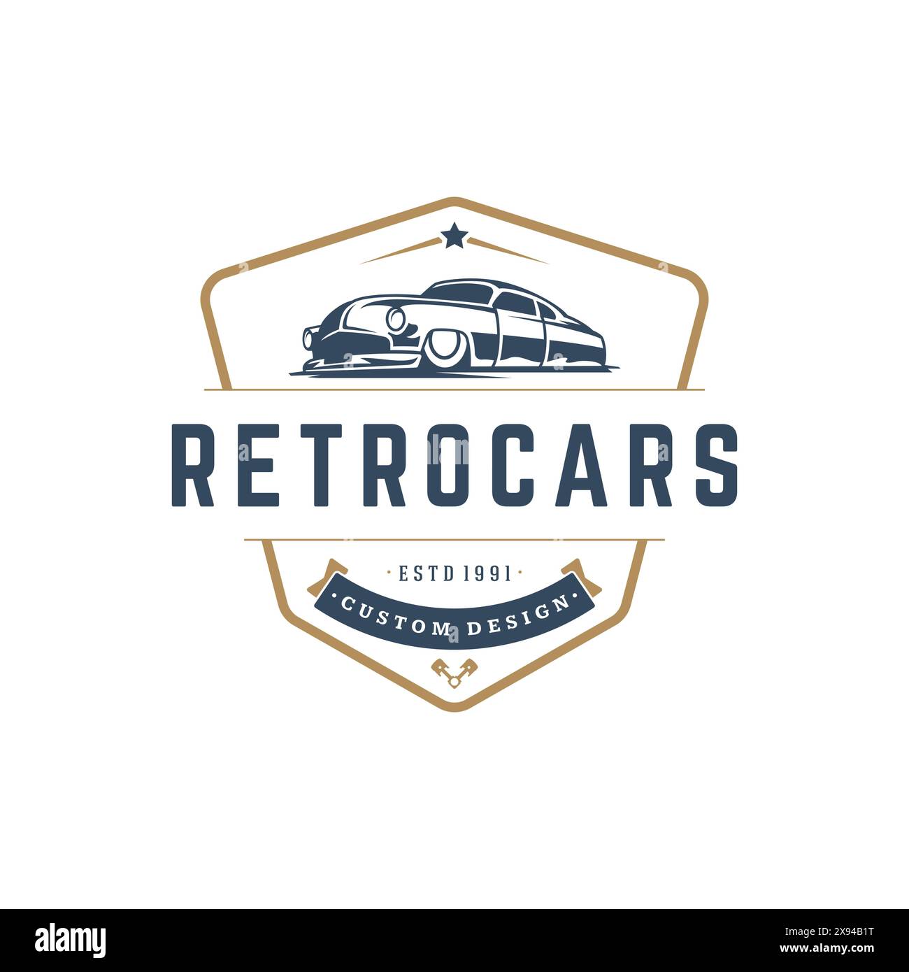 Hot rod car logo template vector design element vintage style for label ...