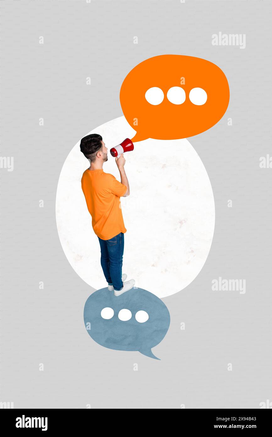 Composite trend artwork 3D sketch image photo collage of speech cloud ...