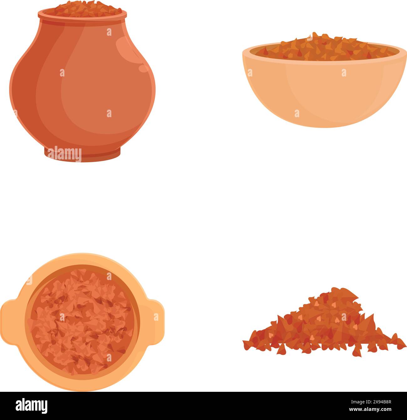 Assorted rice illustrations set featuring various rice varieties in ...