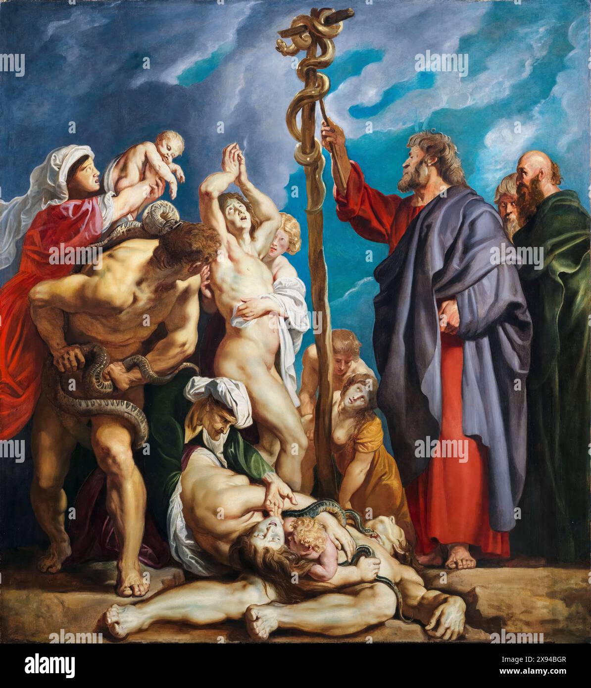 Peter Paul Rubens, Moses and the Brazen Serpent, painting in oil on ...