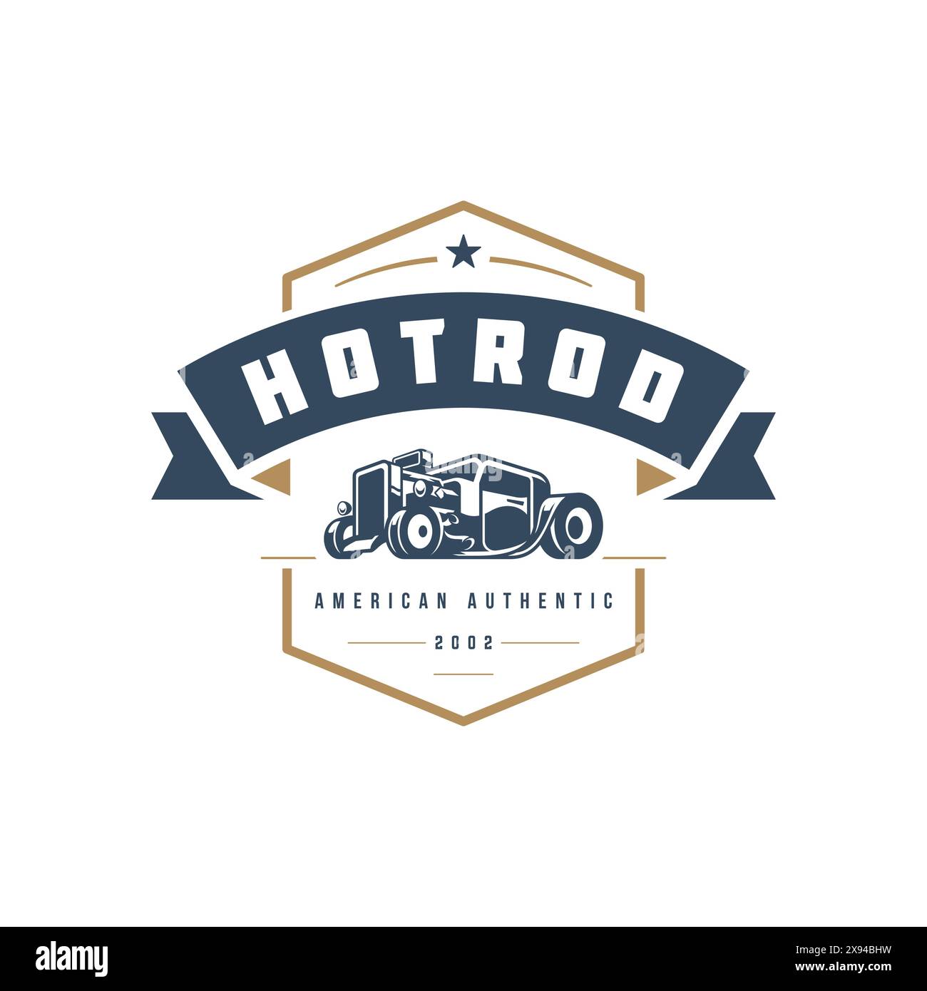 Hot rod car logo template vector design element vintage style for label ...