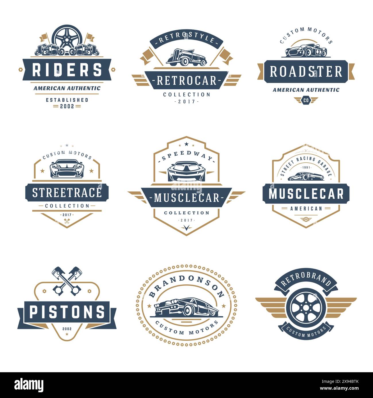 Car logos templates vector design elements set, vintage style emblems ...