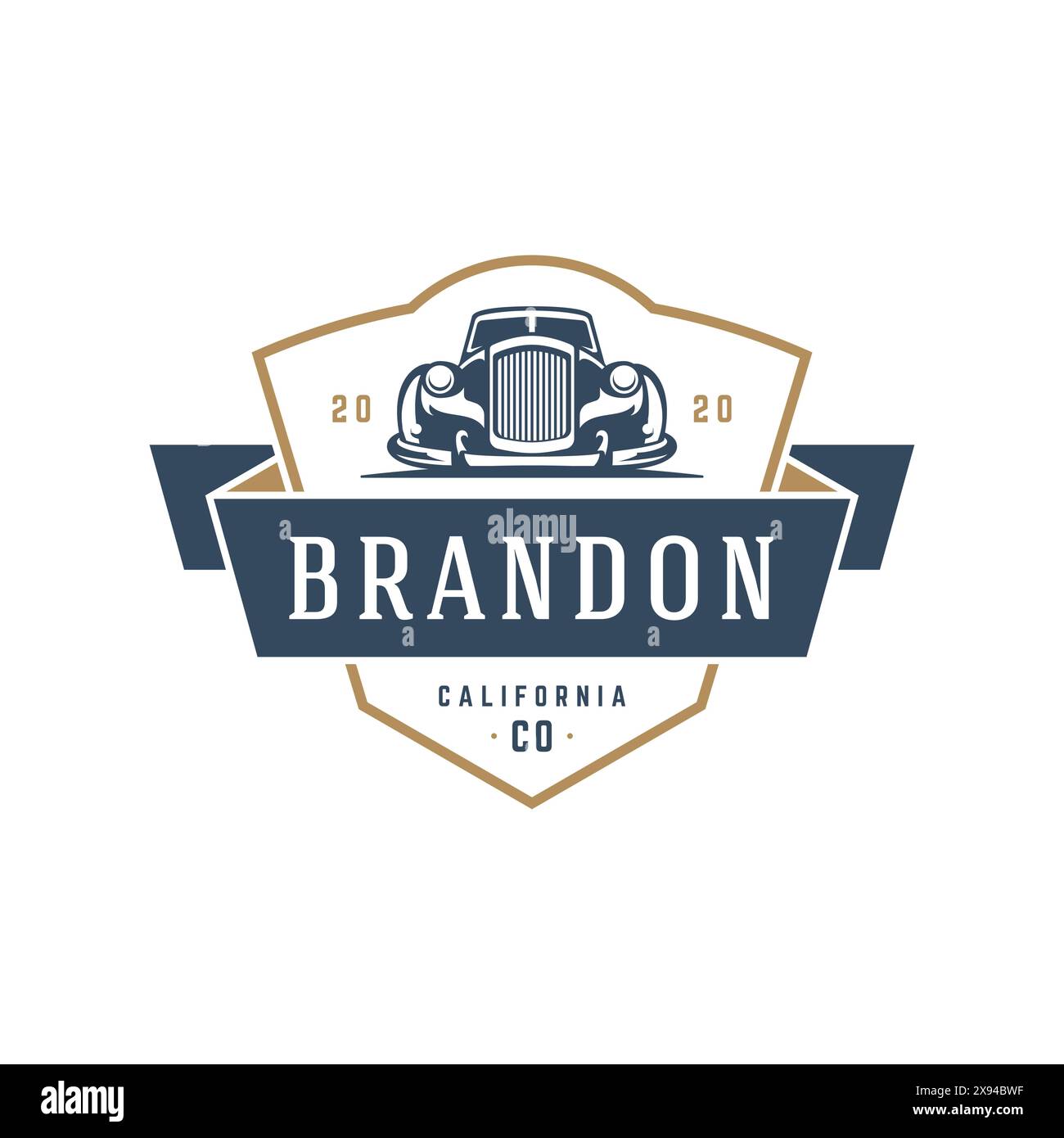 Classic car logo template vector design element vintage style for label ...