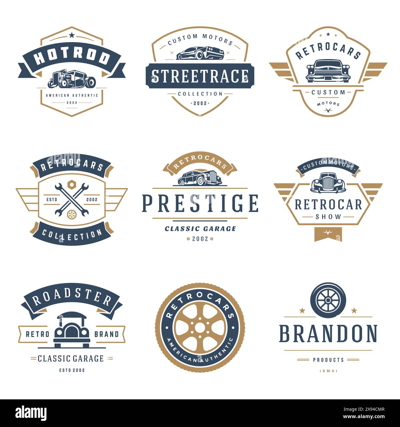 Car logos templates vector design elements set, vintage style emblems ...
