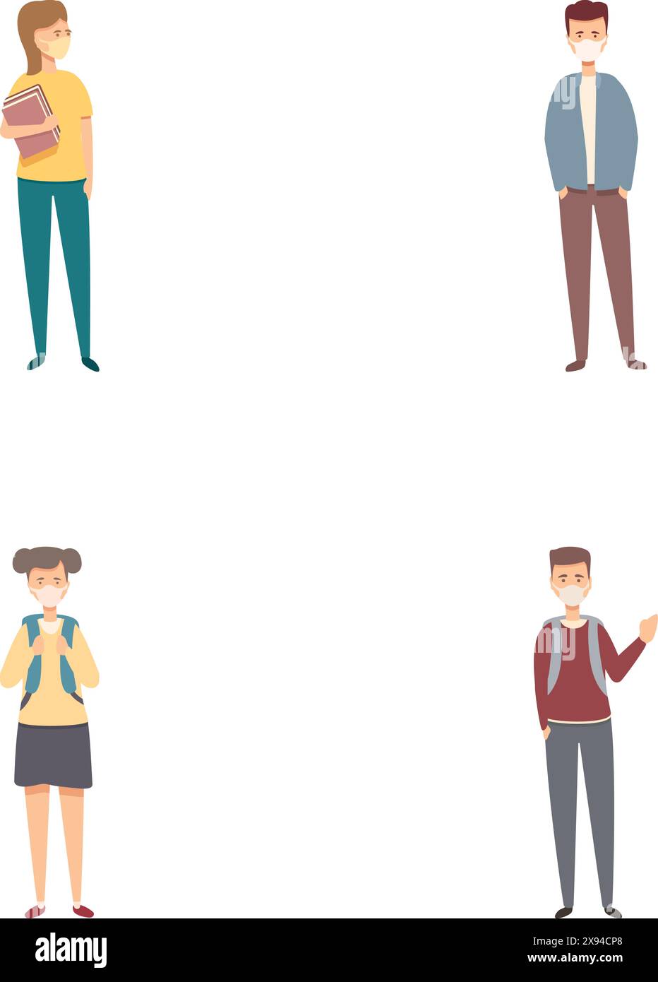 Set of four cartoon office characters with various poses on a white ...