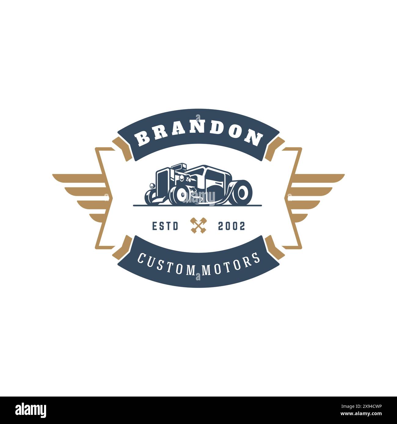 Hot rod car logo template vector design element vintage style for label ...