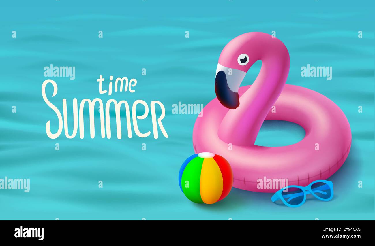 Summer timer flamingo, summer holiday at sea. Vector Stock Vector Image ...