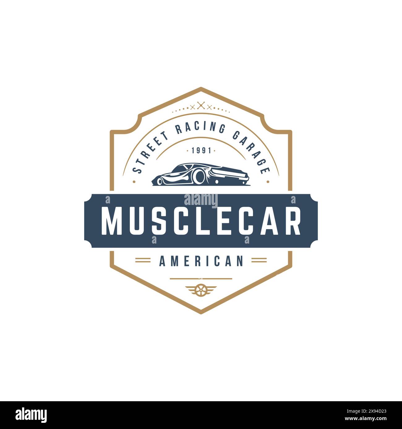 Muscle car logo template vector design element vintage style for label ...