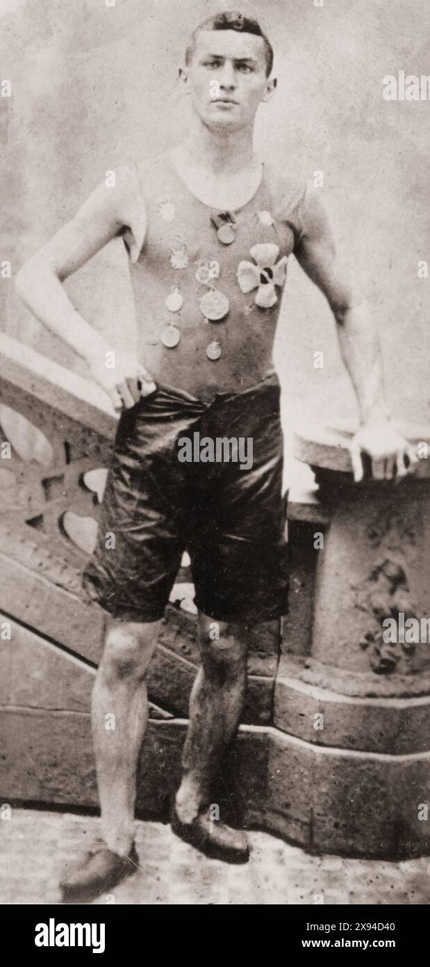 Not yet Harry Houdini, Ehrich Weiss is shown exhibiting his competitive ...