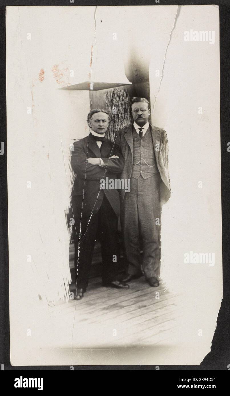 Theodore Roosevelt and Houdini, onboard The S.S. Imperator., c 1914 ...