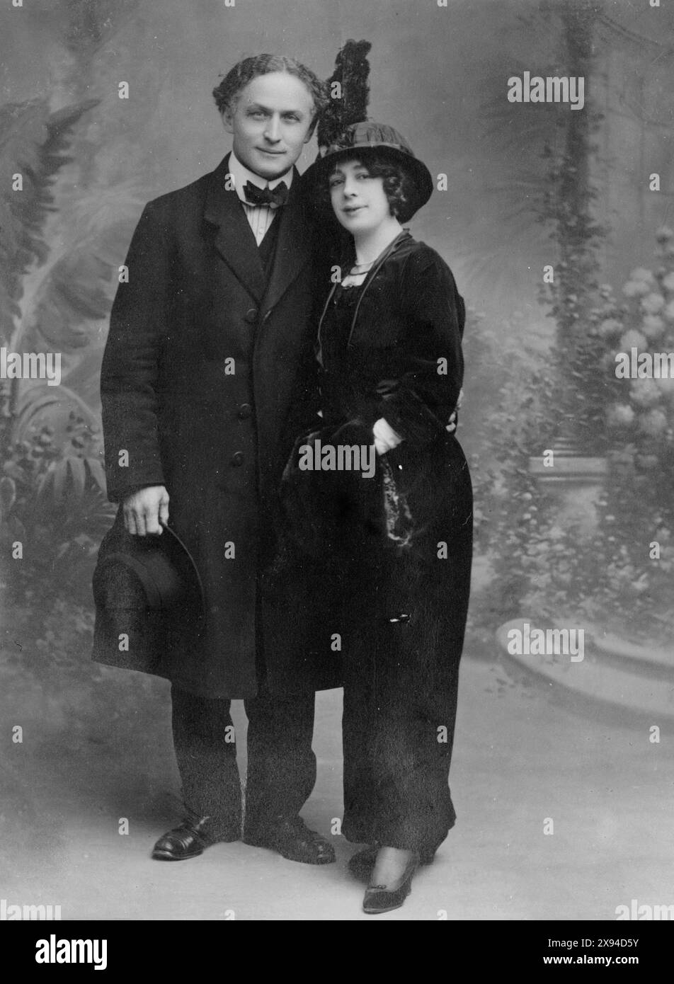 Harry and Beatrice Houdini in Nice, France, full-length portrait ...