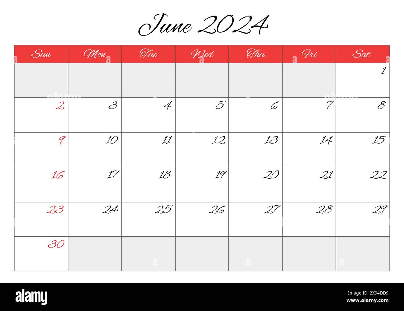 Calendar June 2024 Printable