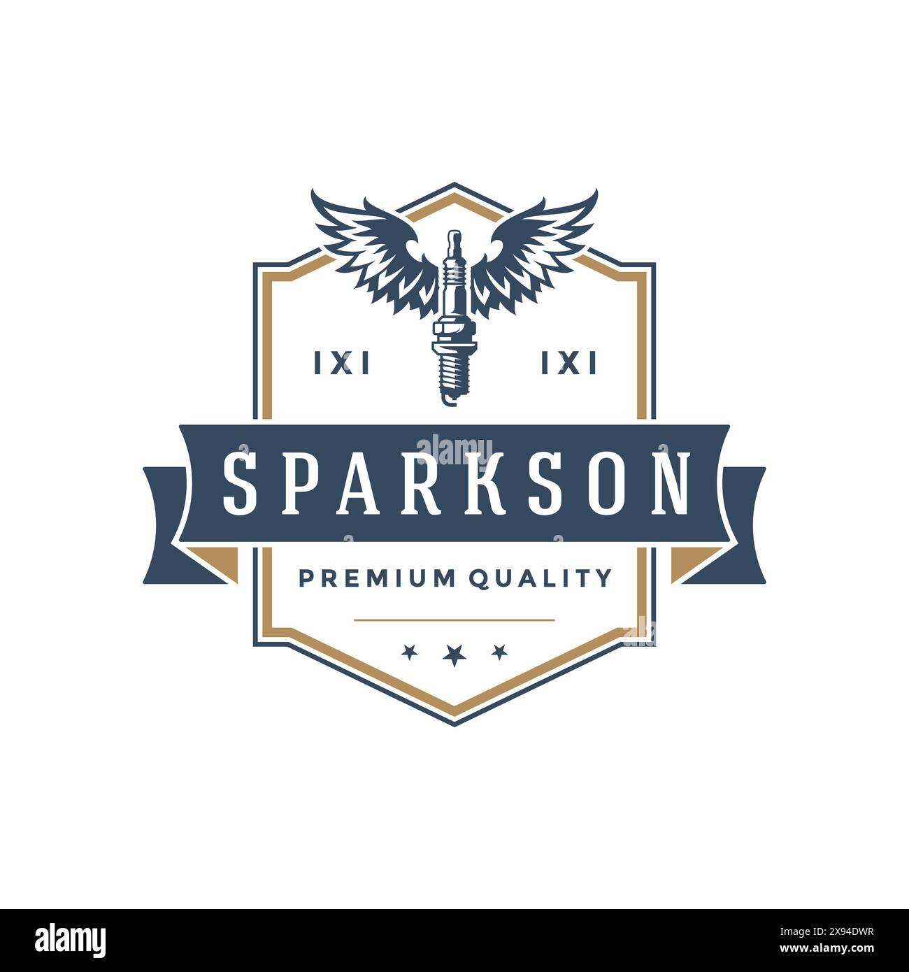 Spark logo template vector design element vintage style for label or ...