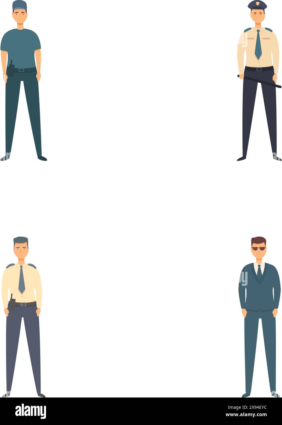 Collection of male characters in different professional uniforms ...