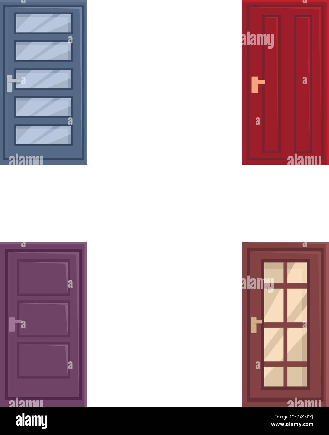 Collection of colorful cartoon doors in different styles hi-res stock ...