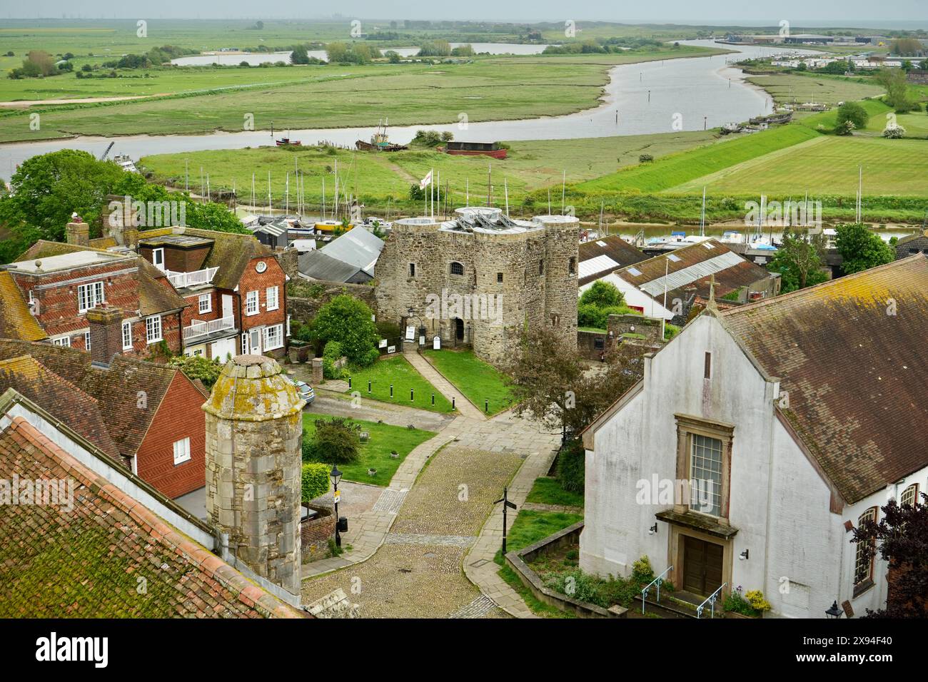 View of Rye Castle Museum - Ypres Tower and River Rother behind Stock ...