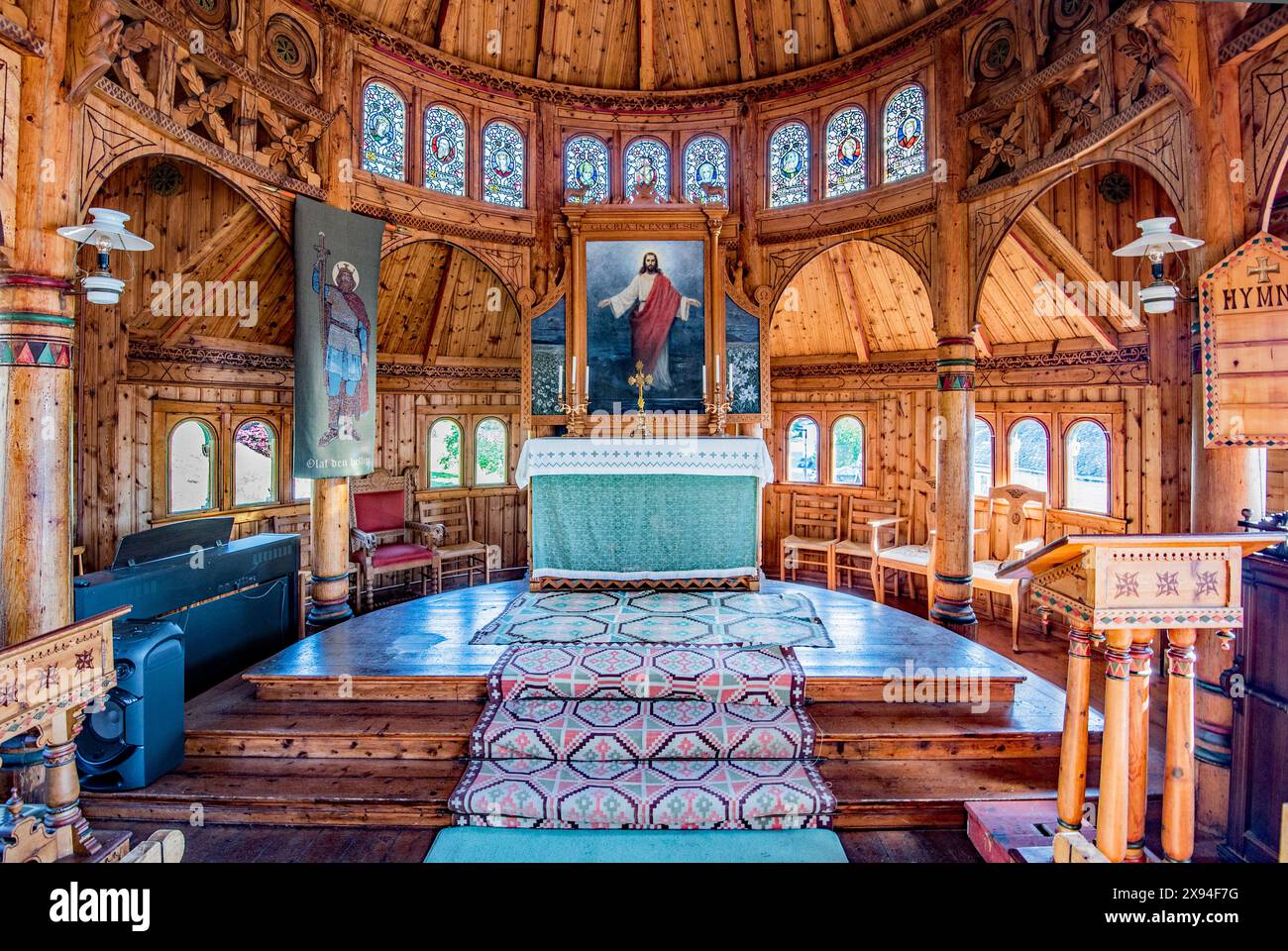 Sognefjord landmark,a wooden 'English' church,St Olaf's,Balestrand ...