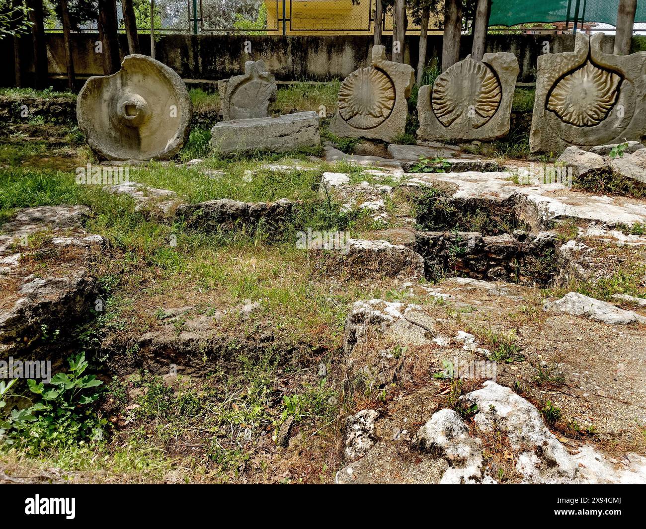 Antalya, Turkey 22 April, 2024,shell type ornament on the stones ...