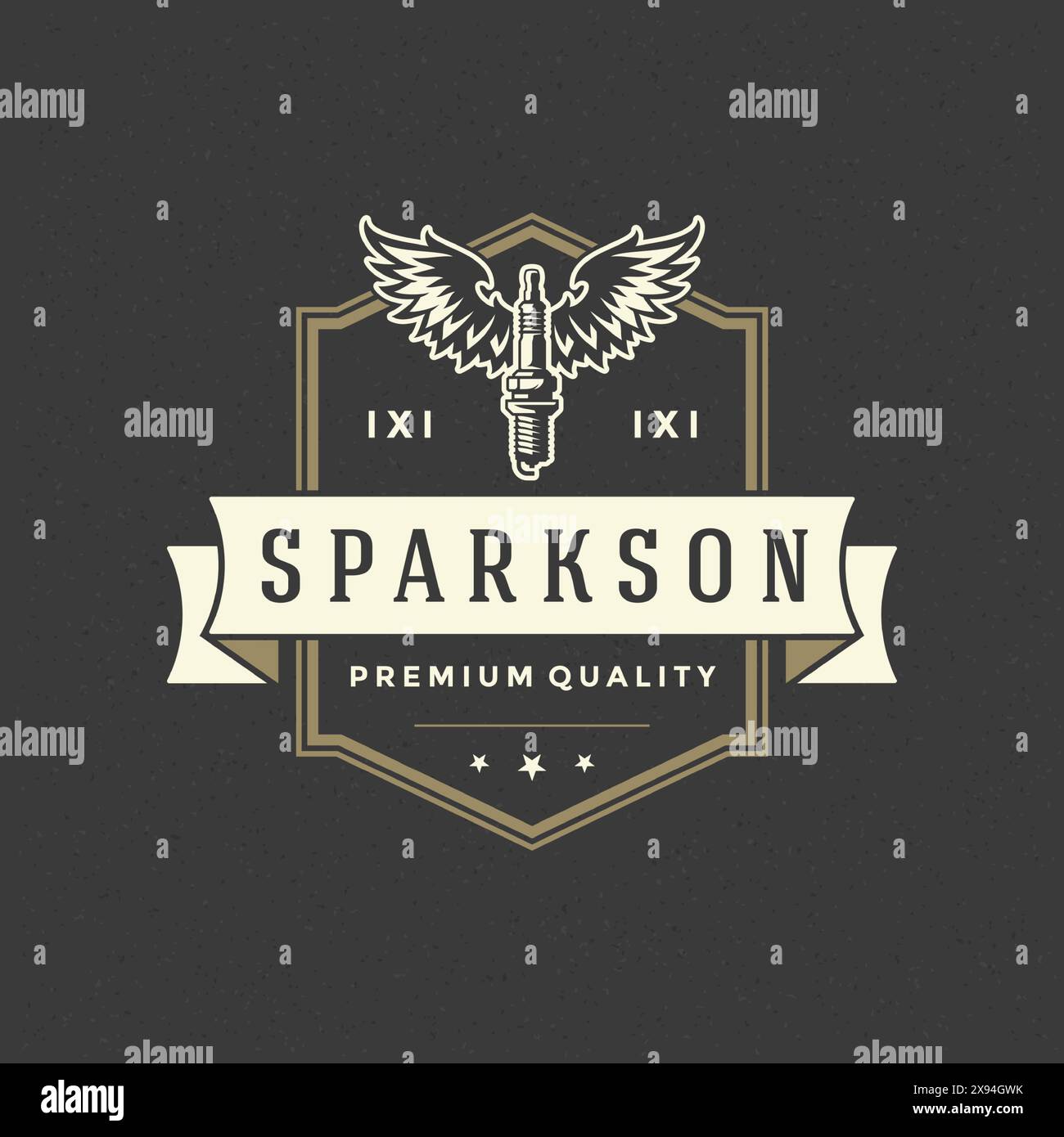 Spark logo template vector design element vintage style for label or ...