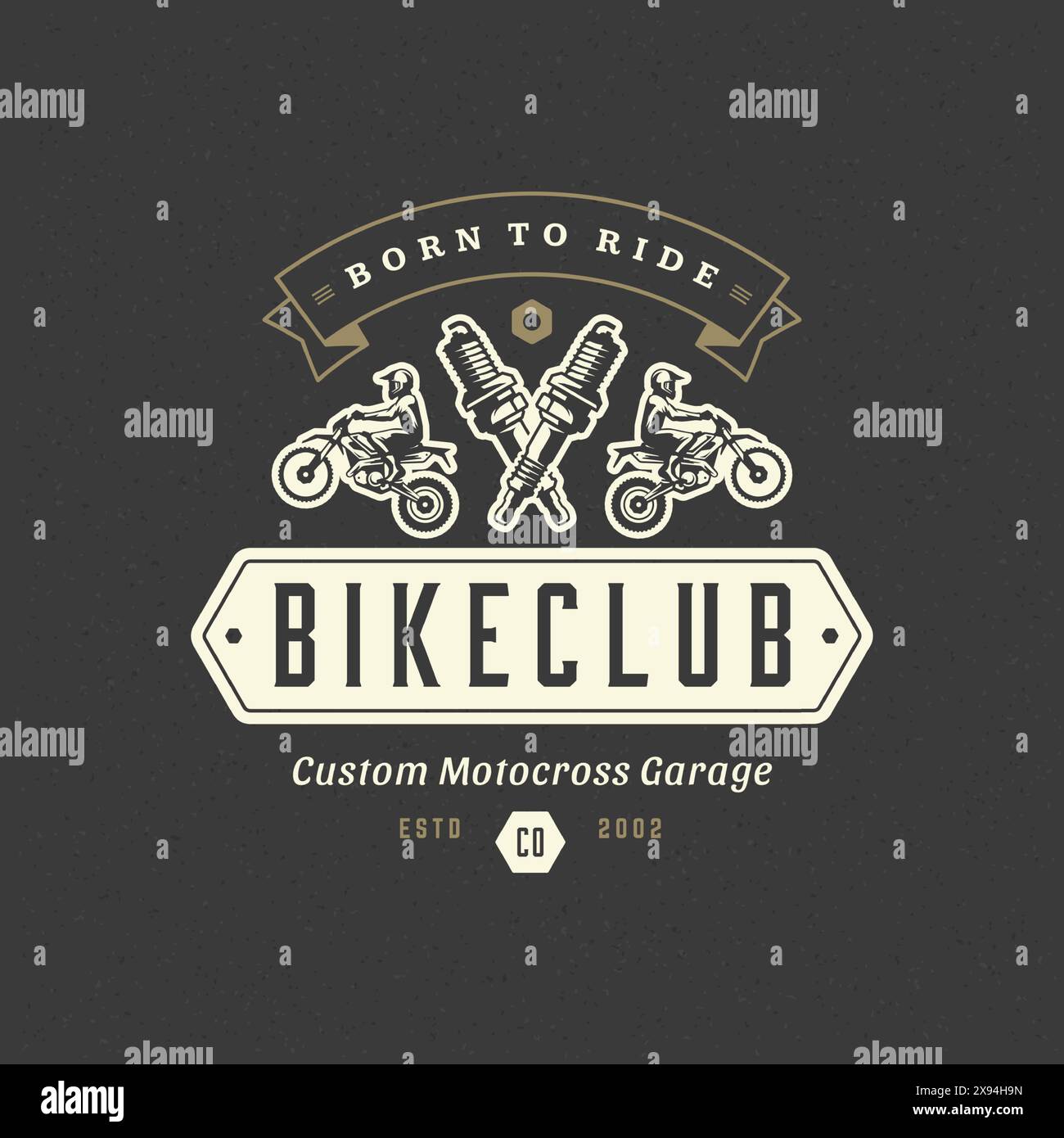 Motocross logo template vector design element vintage style for label ...