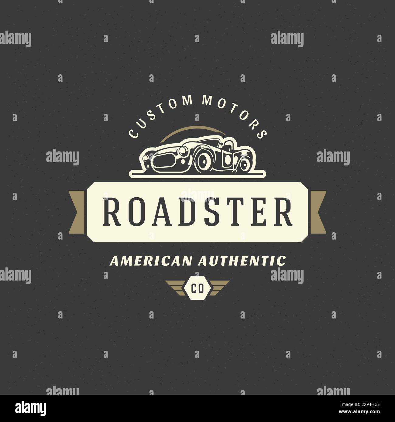 Hot rod car logo template vector design element vintage style for label ...