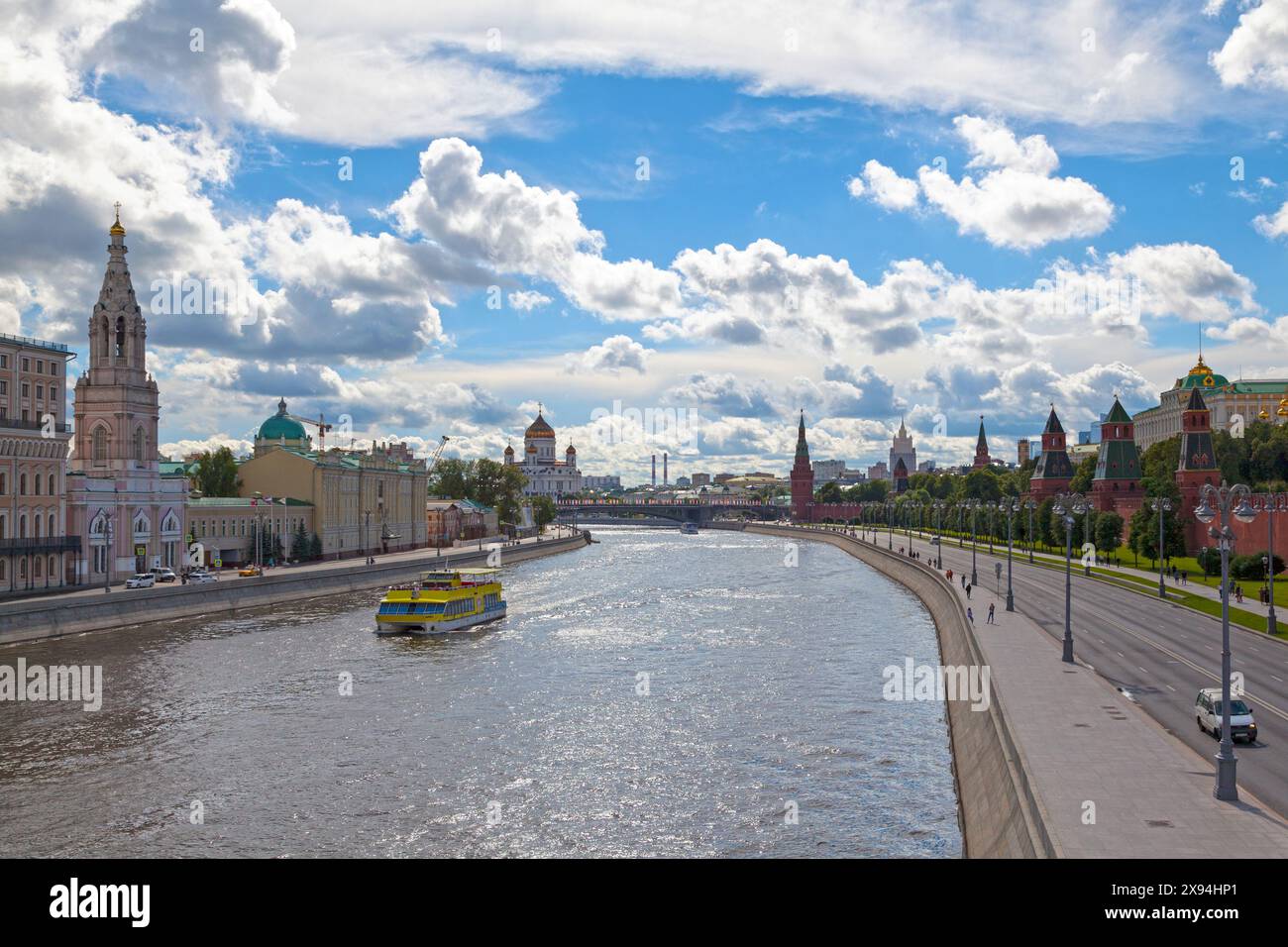 Moscow, Russia - July 07 2018: The Moscow Kremlin Wall opposite the ...