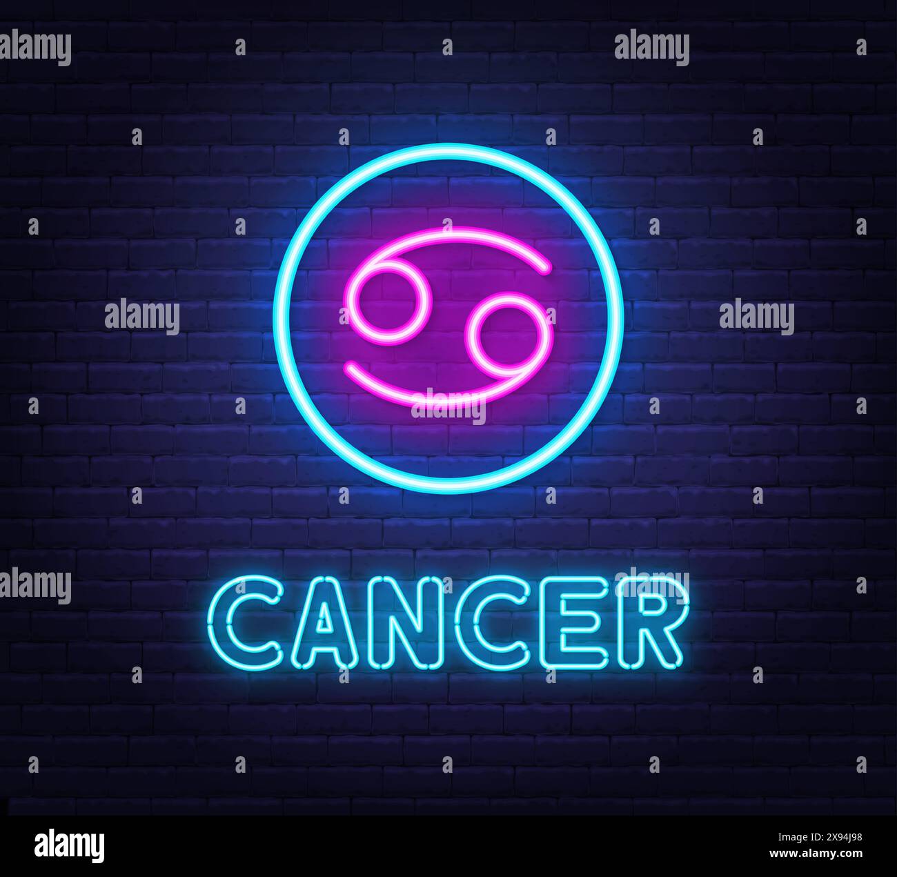 Neon Cancer Sign on brick wall background Stock Vector Image & Art - Alamy