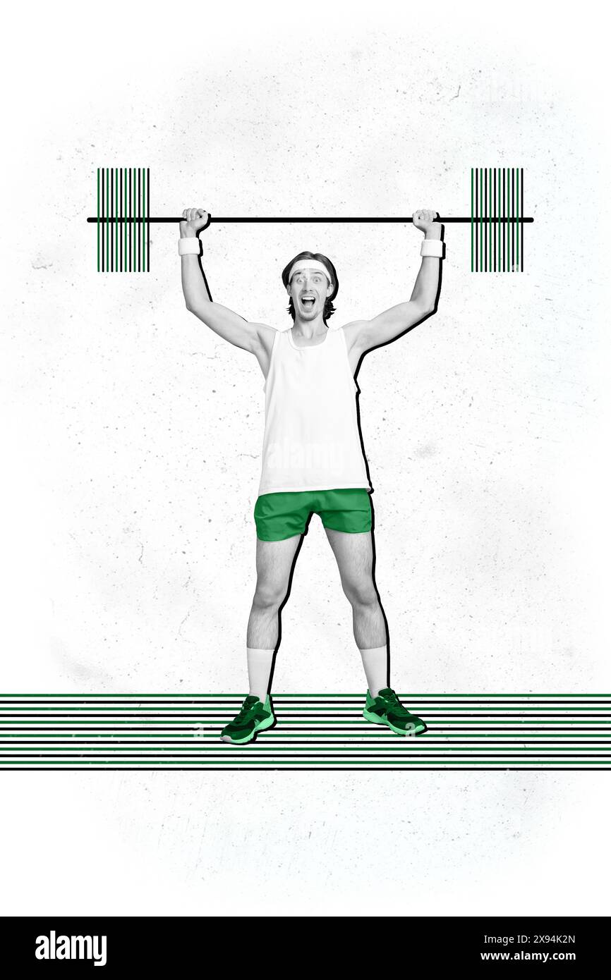 Sketch image artwork photo collage of sport training effort black white ...