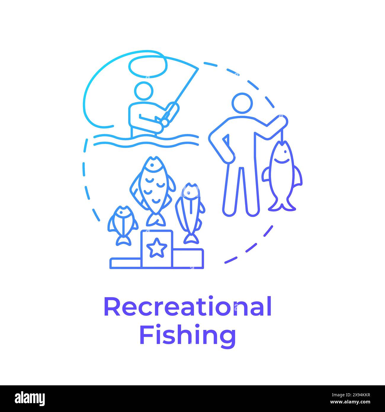 Recreational fishing blue gradient concept icon Stock Vector Image ...