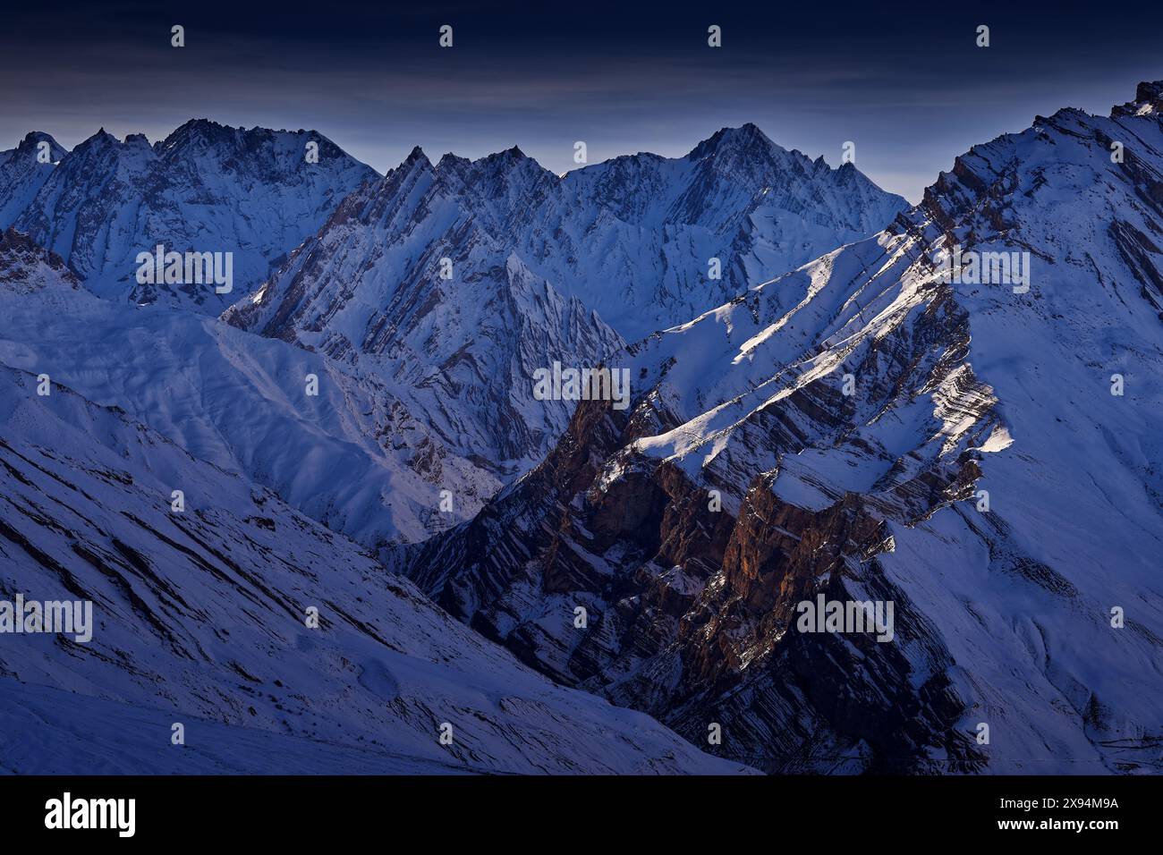 Spiti Valley in India. Himalaya mountain range, aerial view on the hill ...