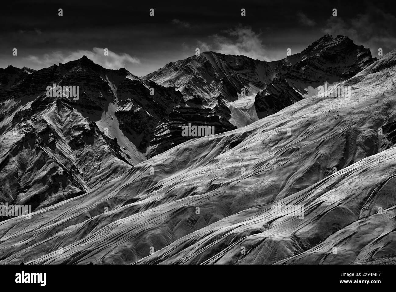 Spiti Valley in India. Himalaya mountain range, aerial view on the hill ...