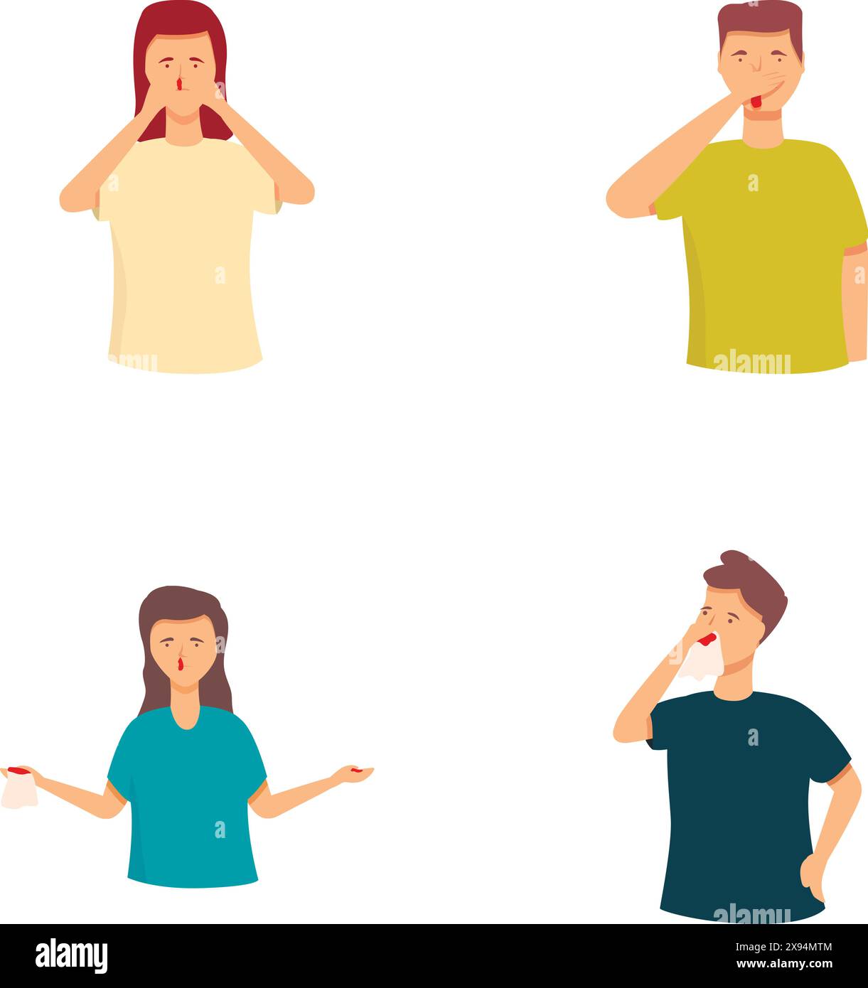 Four flat design icons representing people using hand gestures to ... Four flat design icons representing people using hand gestures to ...