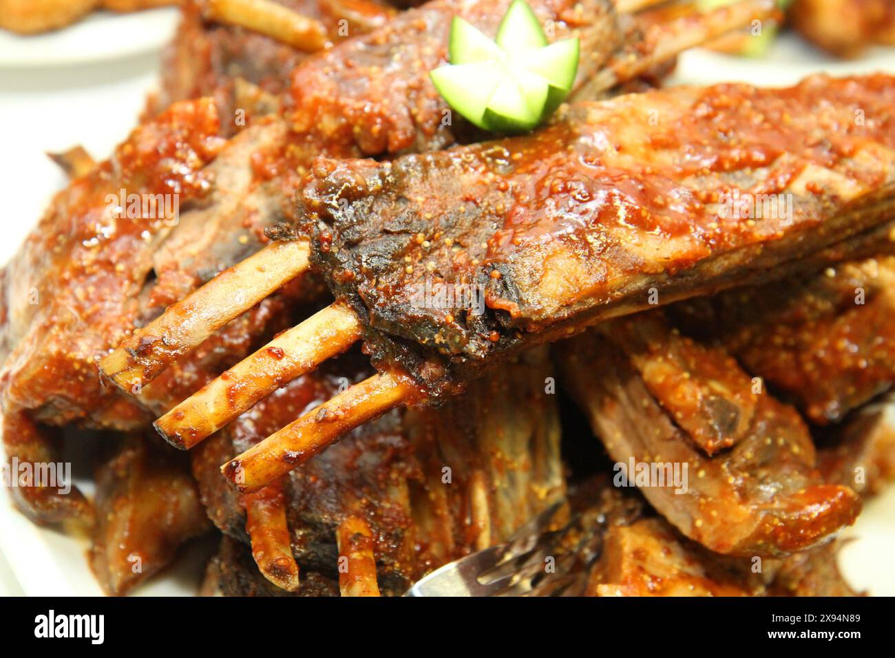 wild pig ribs as very nice food background Stock Photo - Alamy