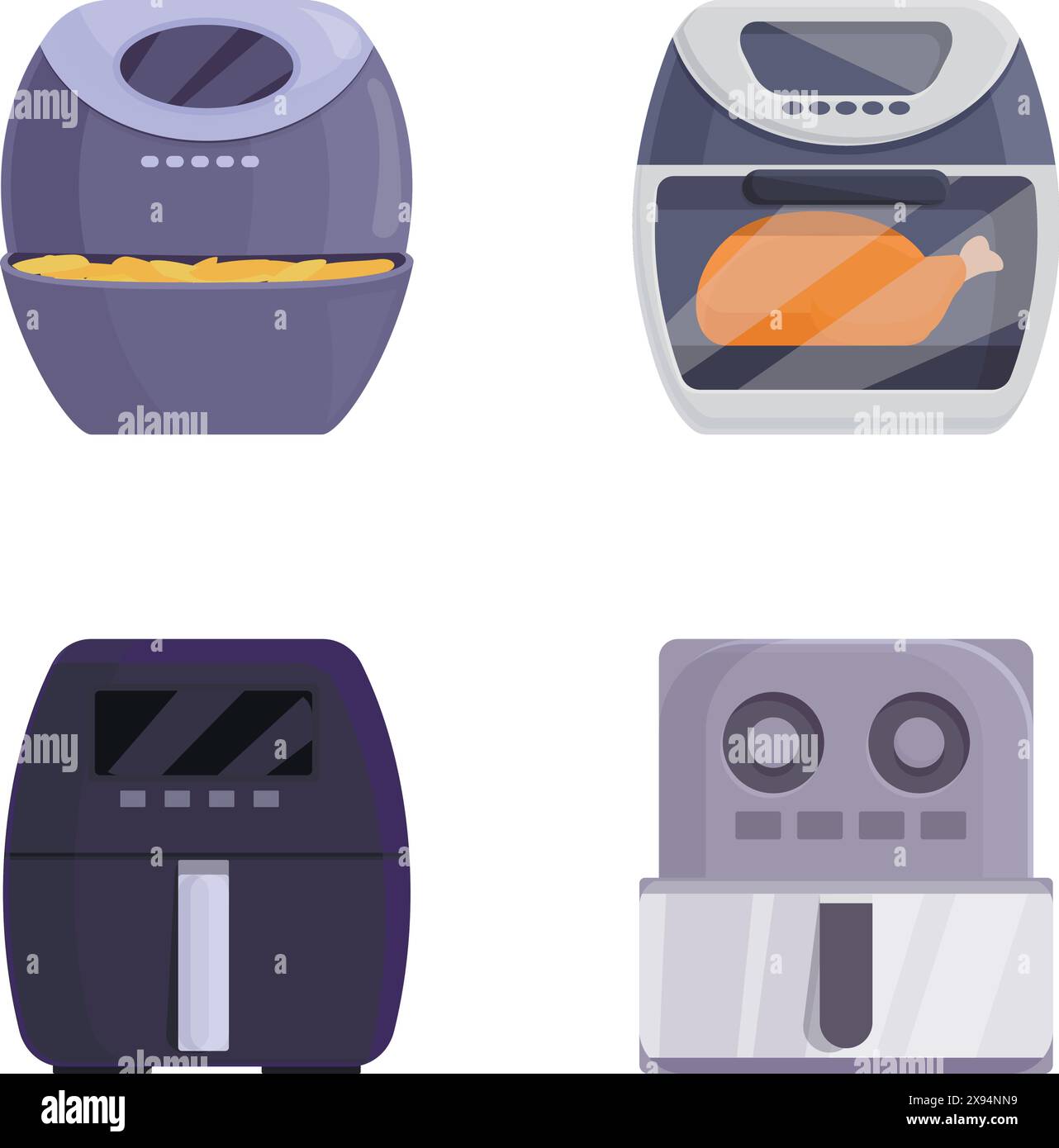 Collection of four different air fryer designs for healthy cooking ...