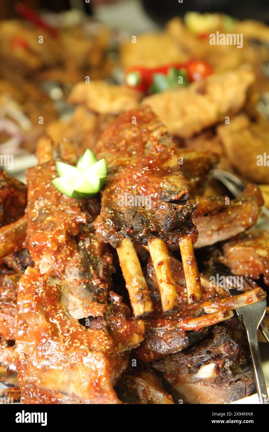 wild pig ribs as very nice food background Stock Photo - Alamy
