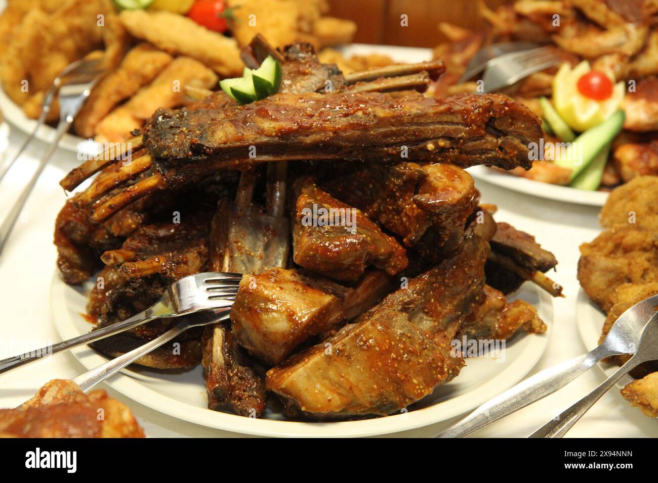 wild pig ribs as very nice food background Stock Photo - Alamy
