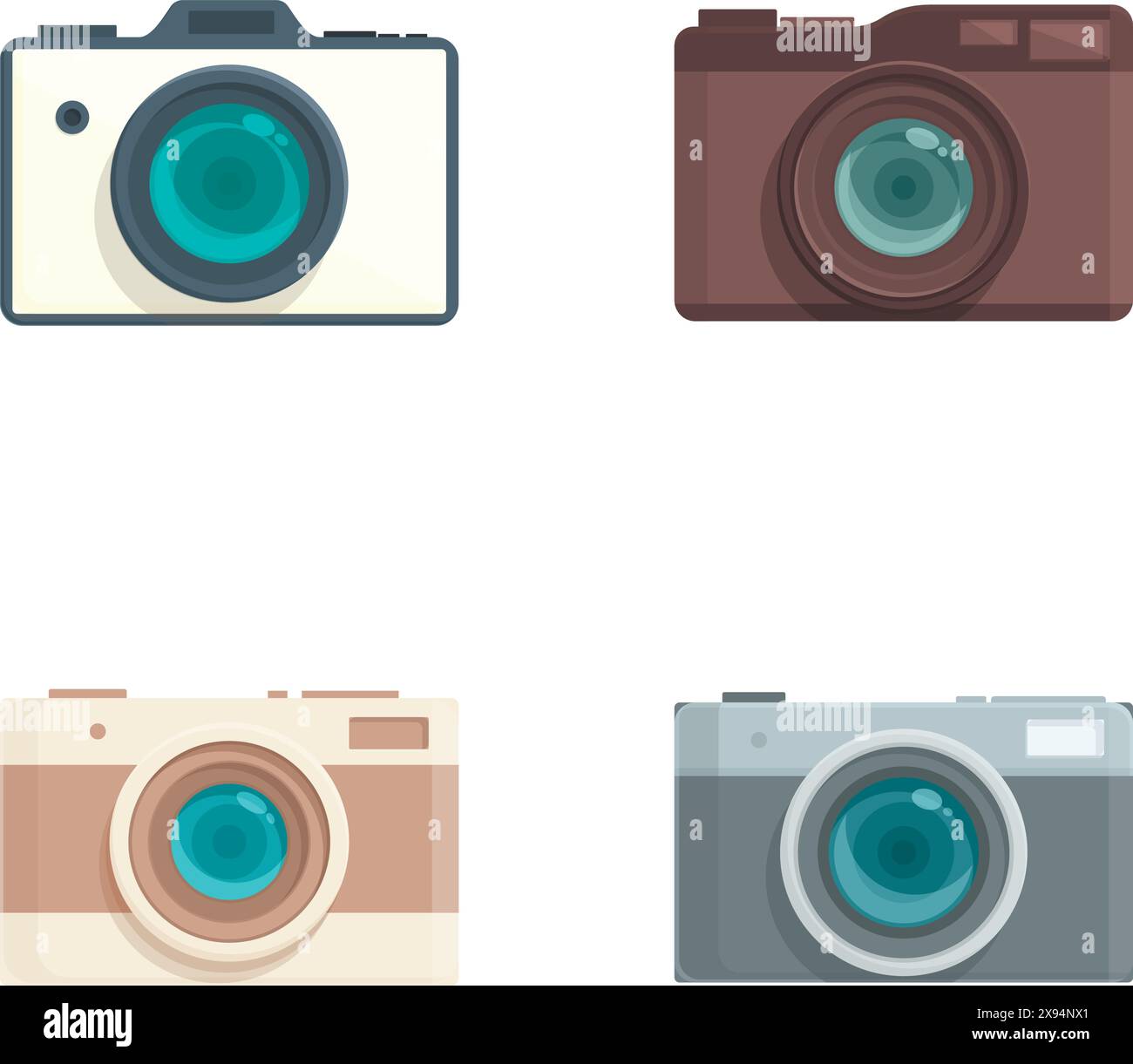 Collection of four stylish camera icons representing both vintage and ...